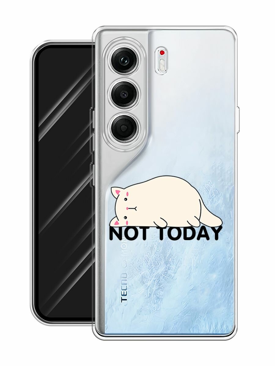 Чехол на Tecno Camon 40 Pro / Текно Камон 40 Про с принтом "Cat not today", прозрачный — фото 1