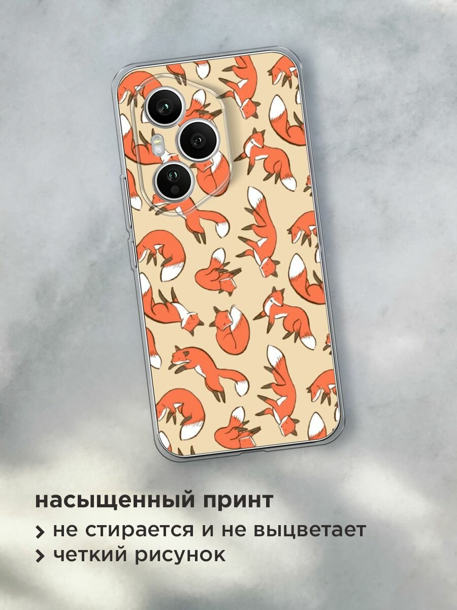 Чехол на Honor 400 Pro / Хонор 400 Про с принтом "Лисички фон" — фото 1