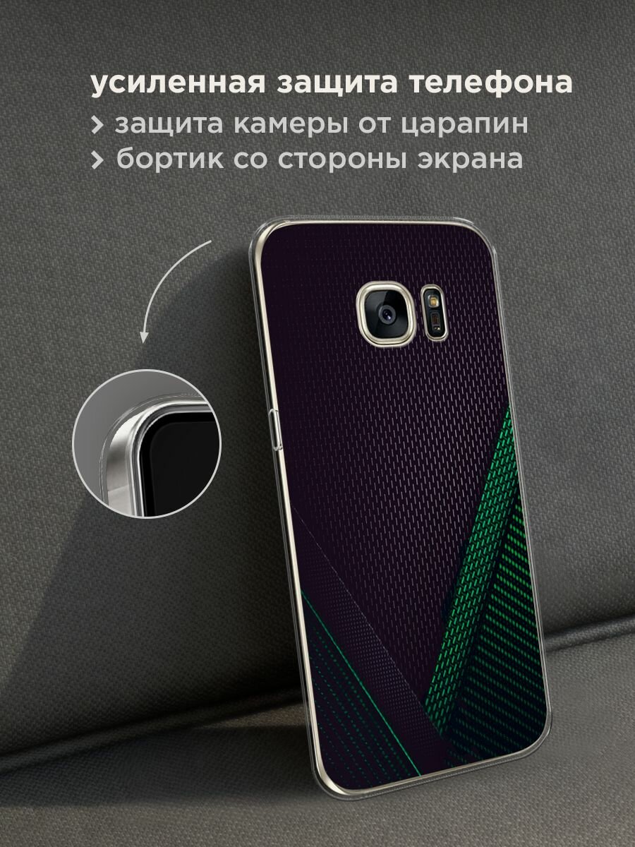 Чехол на Samsung Galaxy S7 / Самсунг Галакси С 7 с принтом "Зеленый карбон" — фото 1
