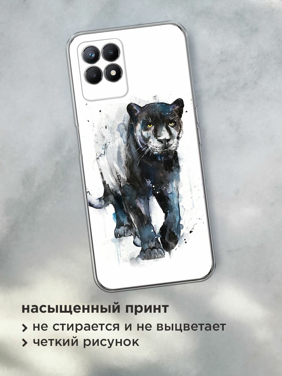 Силиконовый чехол на Realme 8i / Реалми 8i с принтом "Пантера арт 3" — фото 1
