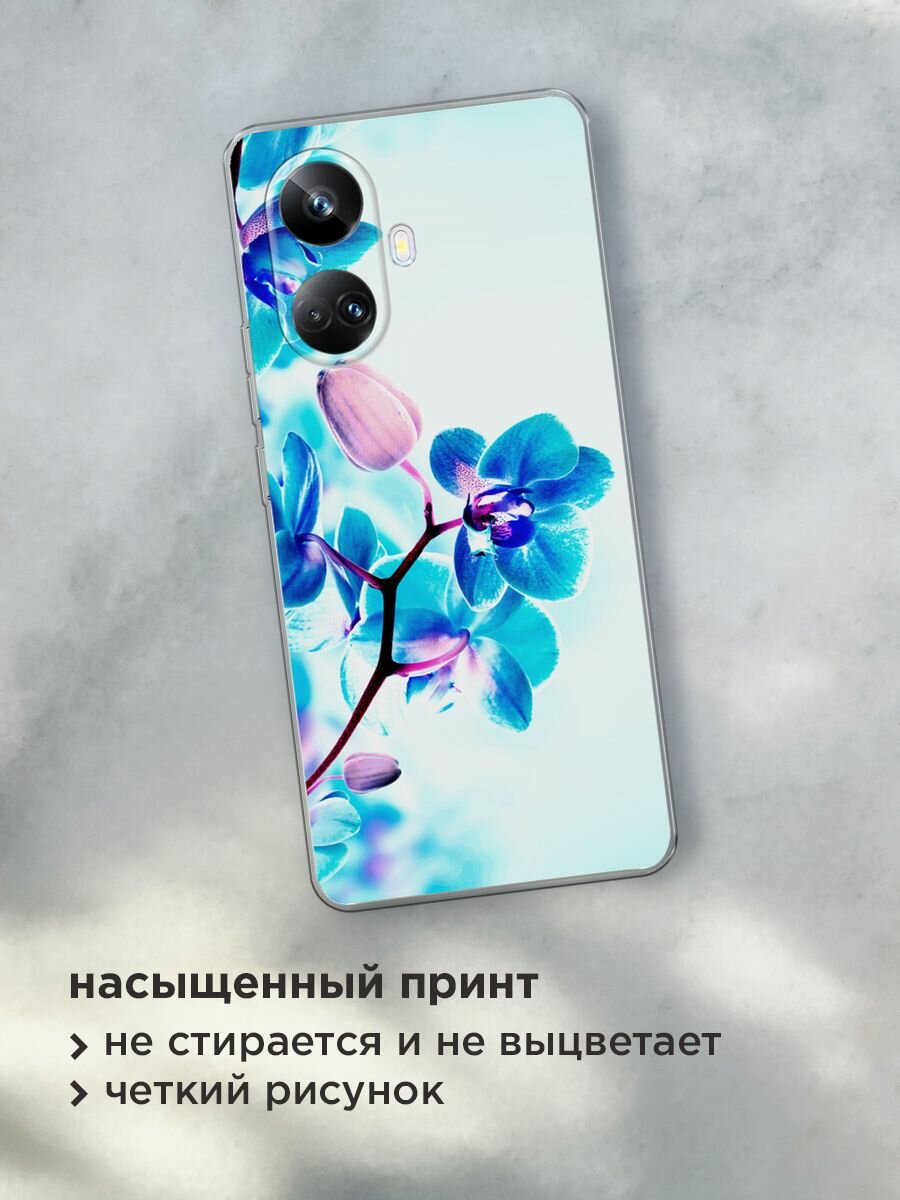 Чехол на Realme 10 Pro+ / Реалми 10 Про+ с принтом "Голубая орхидея" — фото 1