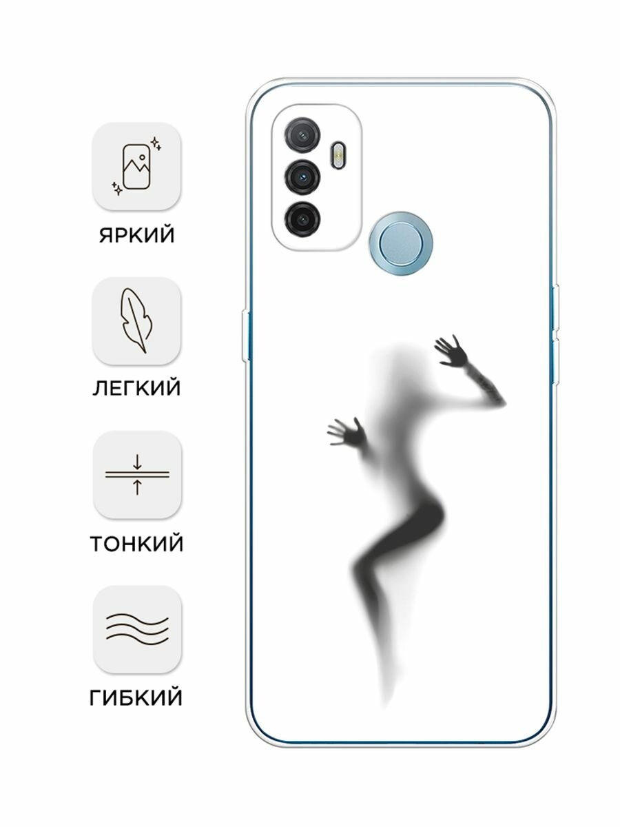 Силиконовый чехол на Oppo A53 / Оппо А53 с принтом "Девушка в душе" — фото 1