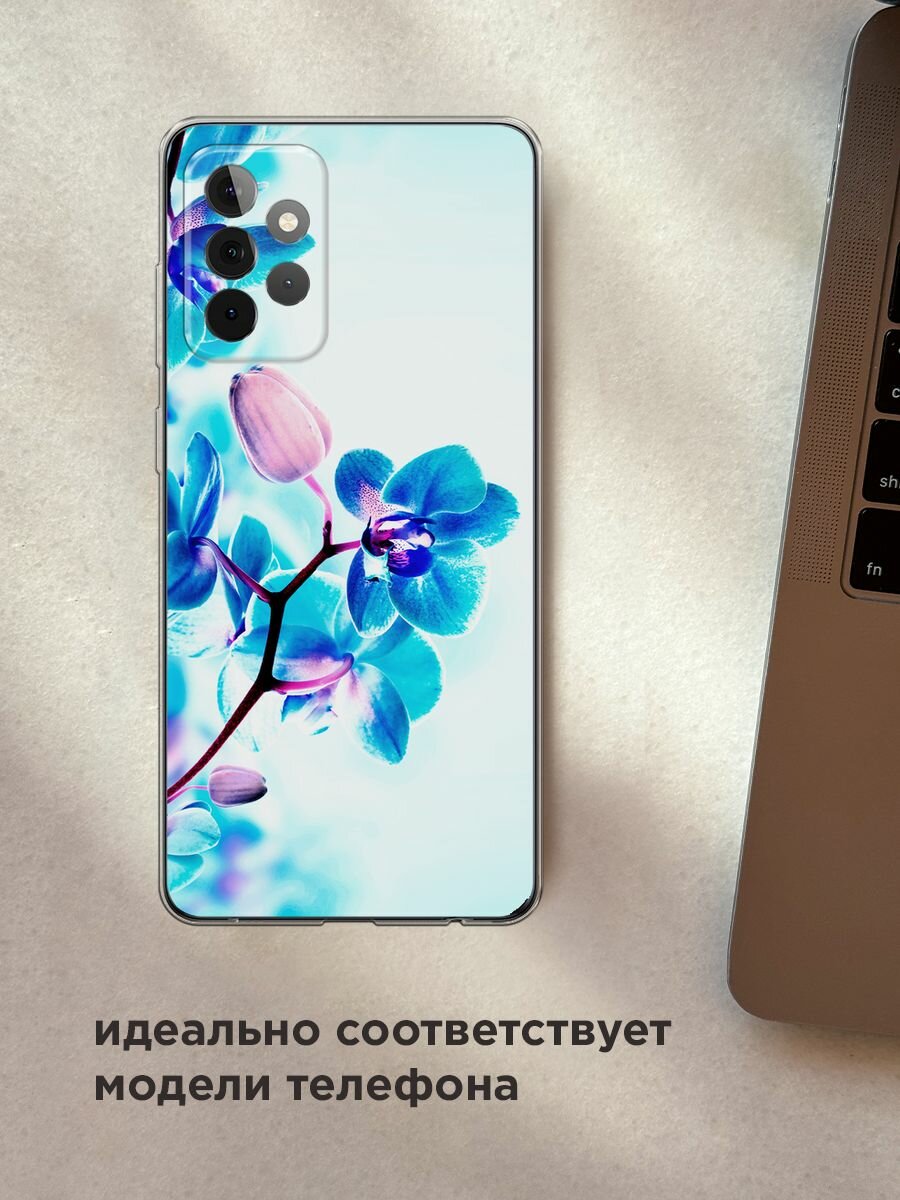 Чехол на Samsung Galaxy A72 / Самсунг Галакси А72 с принтом "Голубая орхидея" — фото 1