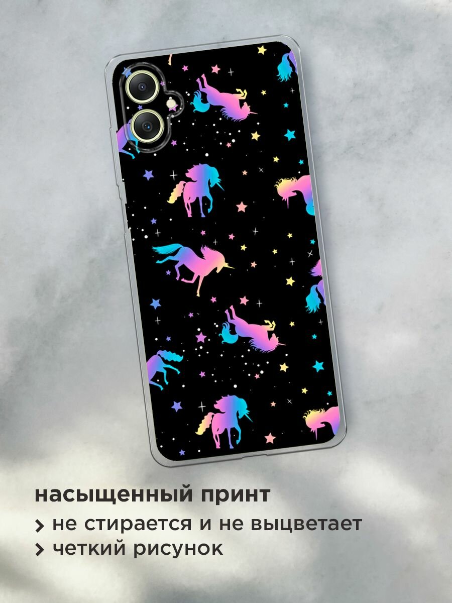 Чехол на Samsung Galaxy A06 / Самсунг Галакси А06 с принтом "Единороги градиент" — фото 1