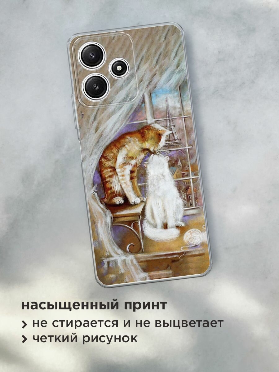 Чехол на Xiaomi Redmi 12 / Сяоми Редми 12 с принтом "Влюбленные котики 1" — фото 1