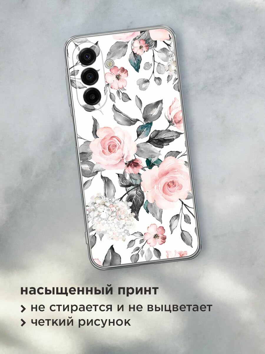 Чехол на Samsung Galaxy A17 / Самсунг А17 с принтом "Розы на белом" — фото 1