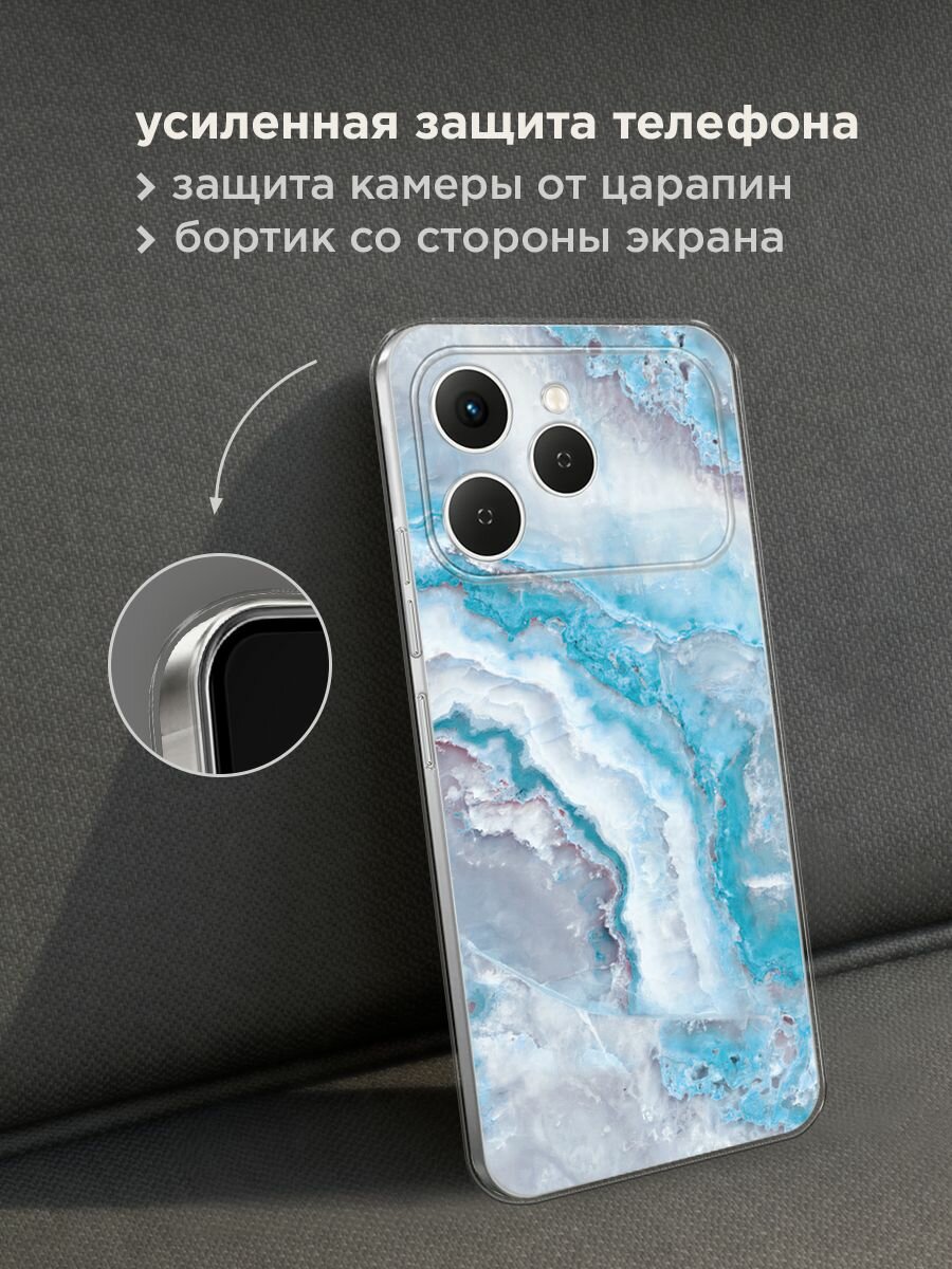 Чехол на Tecno Spark 40 / Текно Спарк 40 с принтом "Нежно-голубой мрамор" — фото 1