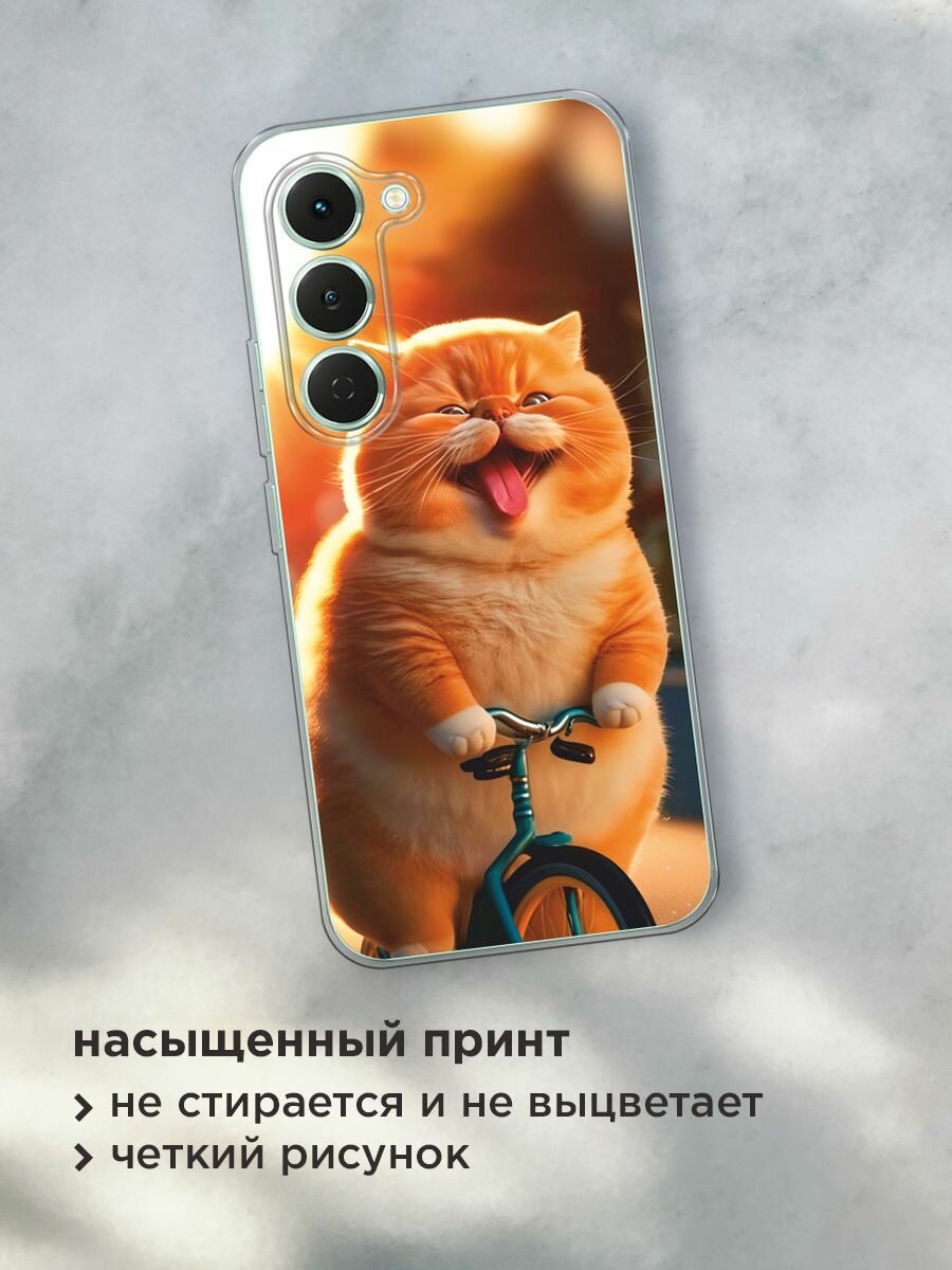 Чехол на Tecno Spark 40 Pro / Текно Спарк 40 Про с принтом "Кот на велике" — фото 1