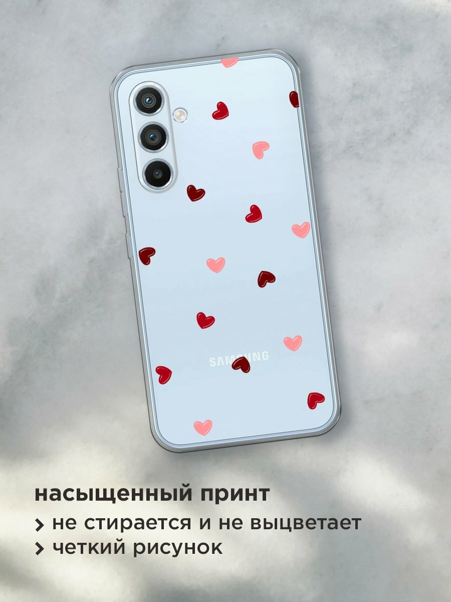 Чехол на Samsung Galaxy A54 / Самсунг A54 с принтом "Бордовые сердечки 2" — фото 1