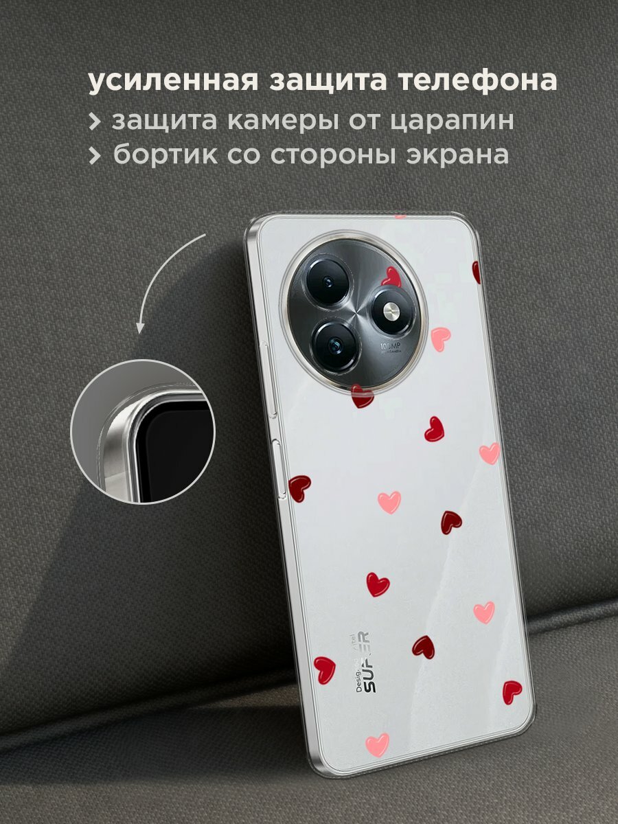 Чехол на Itel S24 / Ител S24 с принтом "Бордовые сердечки 2" — фото 1