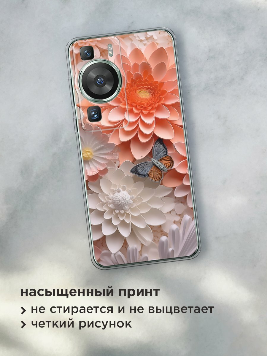 Чехол на Huawei P60/P60 Pro / Хуавей P60/P60 Про с принтом "Бумажные цветы" — фото 1