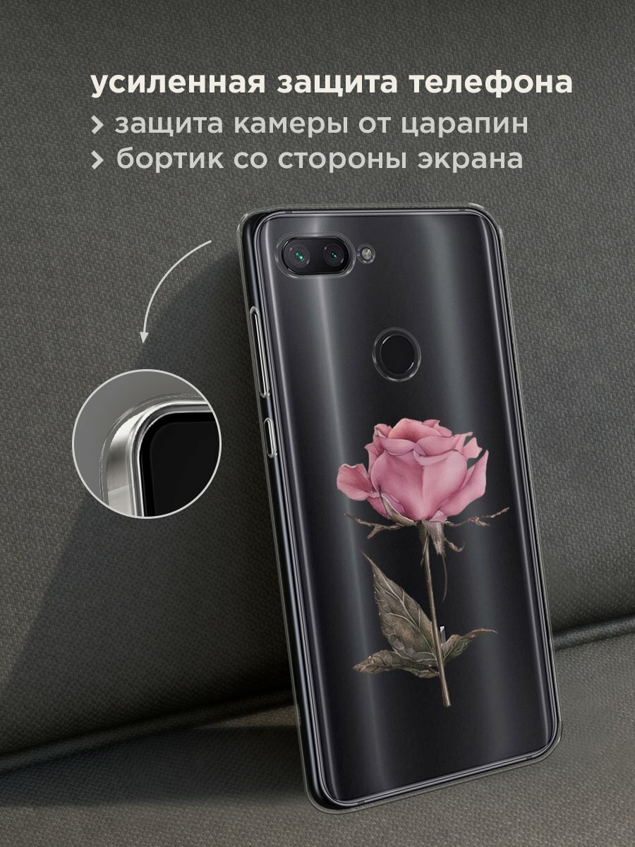 Чехол на Xiaomi Mi 8 Lite (Youth Edition) / Сяоми Ми 8 Лайт (Юс Эдишн) с принтом "Меланхоличная роза", прозрачный — фото 1