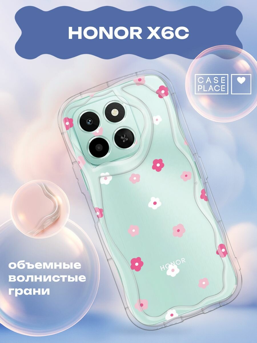 Чехол на Honor X6c / Хонор Х6с с принтом "Весенние цветочки рисунок"