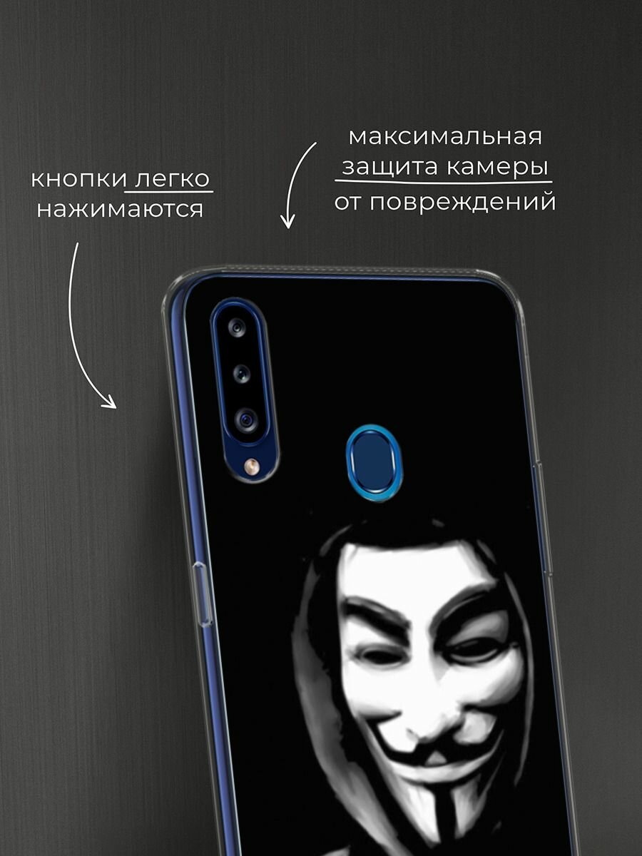 Чехол на Samsung Galaxy A20s / Самсунг Галакси A20s с принтом "Анонимус" — фото 1