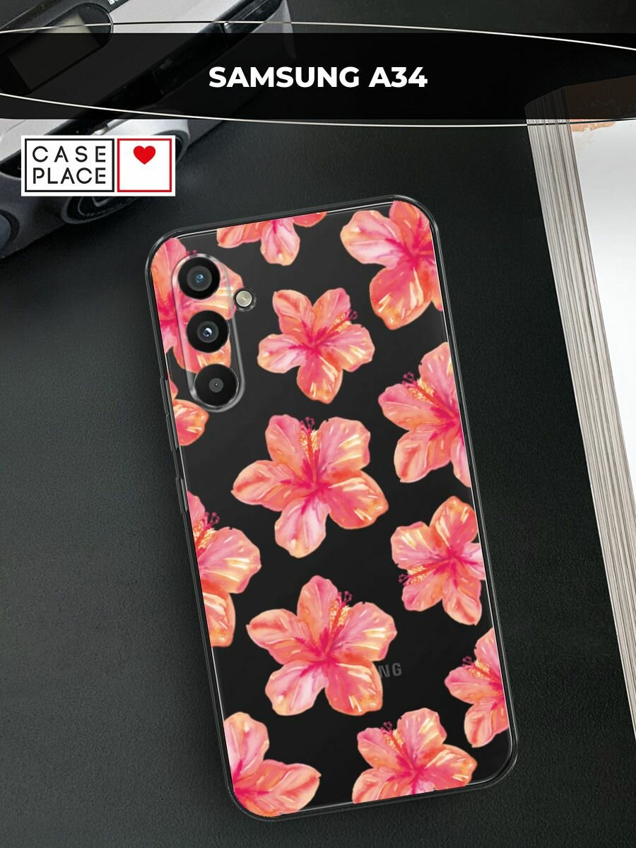 Чехол на Samsung Galaxy A34 / Самсунг A34 с принтом "Pink flowers"