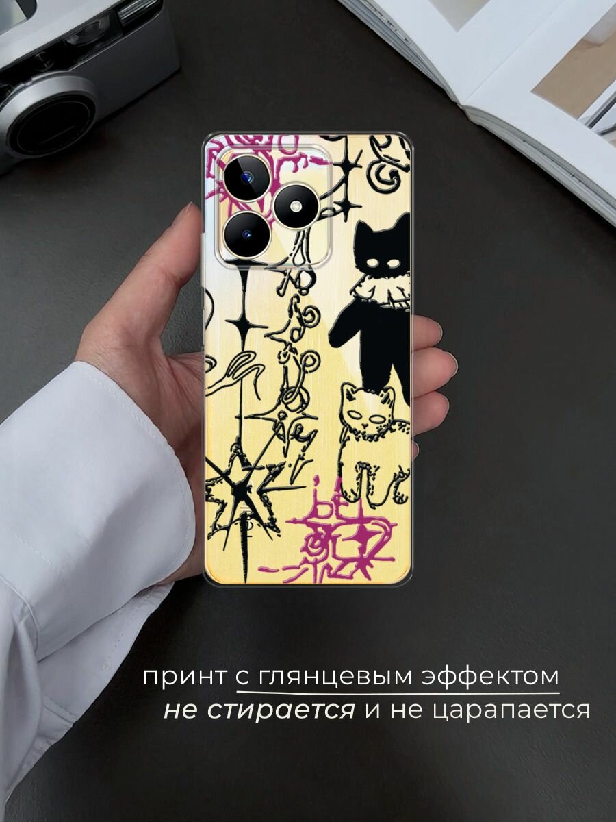 Чехол на Realme C53/C51 / Реалми С53/С51 с принтом "Готические котики" — фото 1
