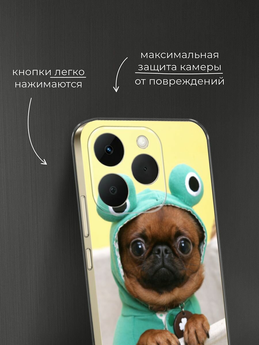 Чехол на Realme 15T / Реалми 15Т с принтом "Собачка в шапке лягушки" — фото 1