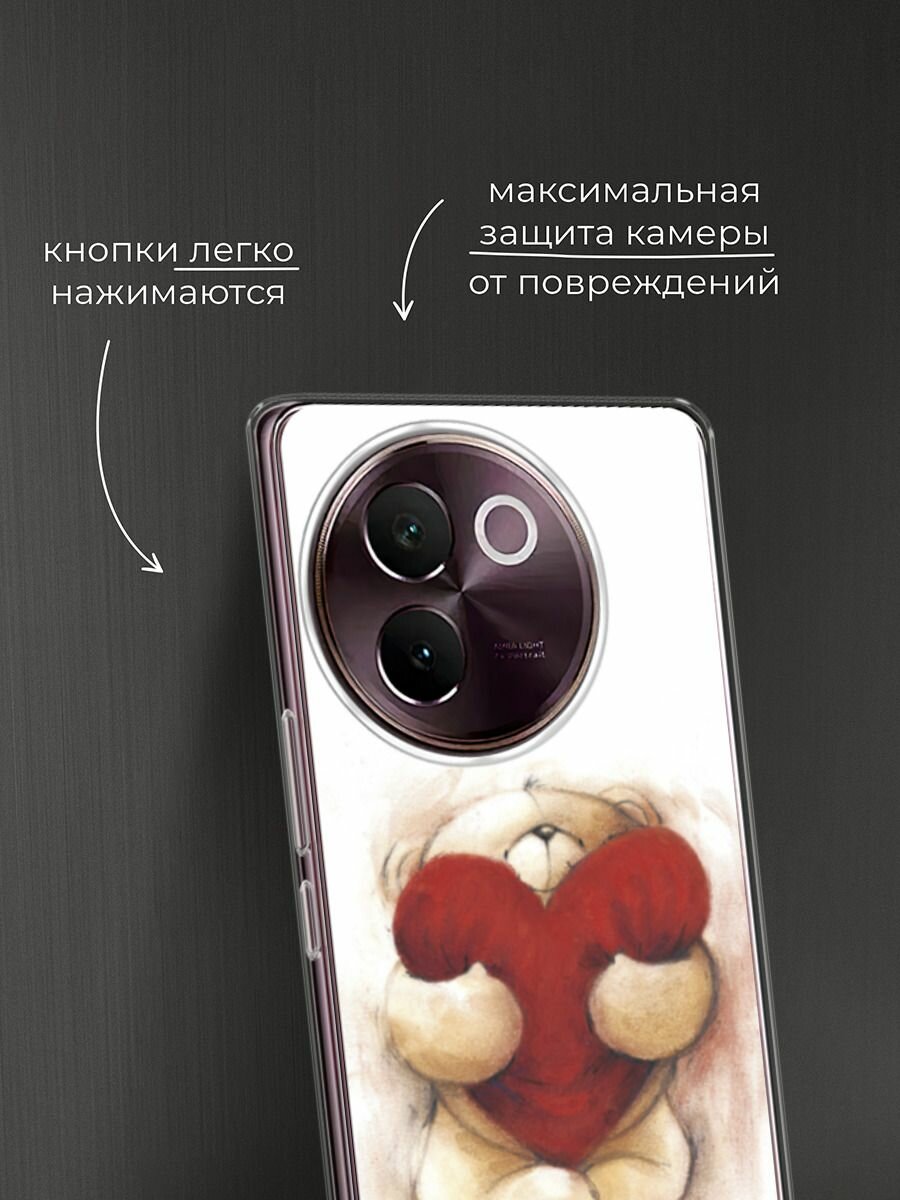 Чехол на Vivo V30e / Виво В30е с принтом "Мишка с сердцем 1" — фото 1