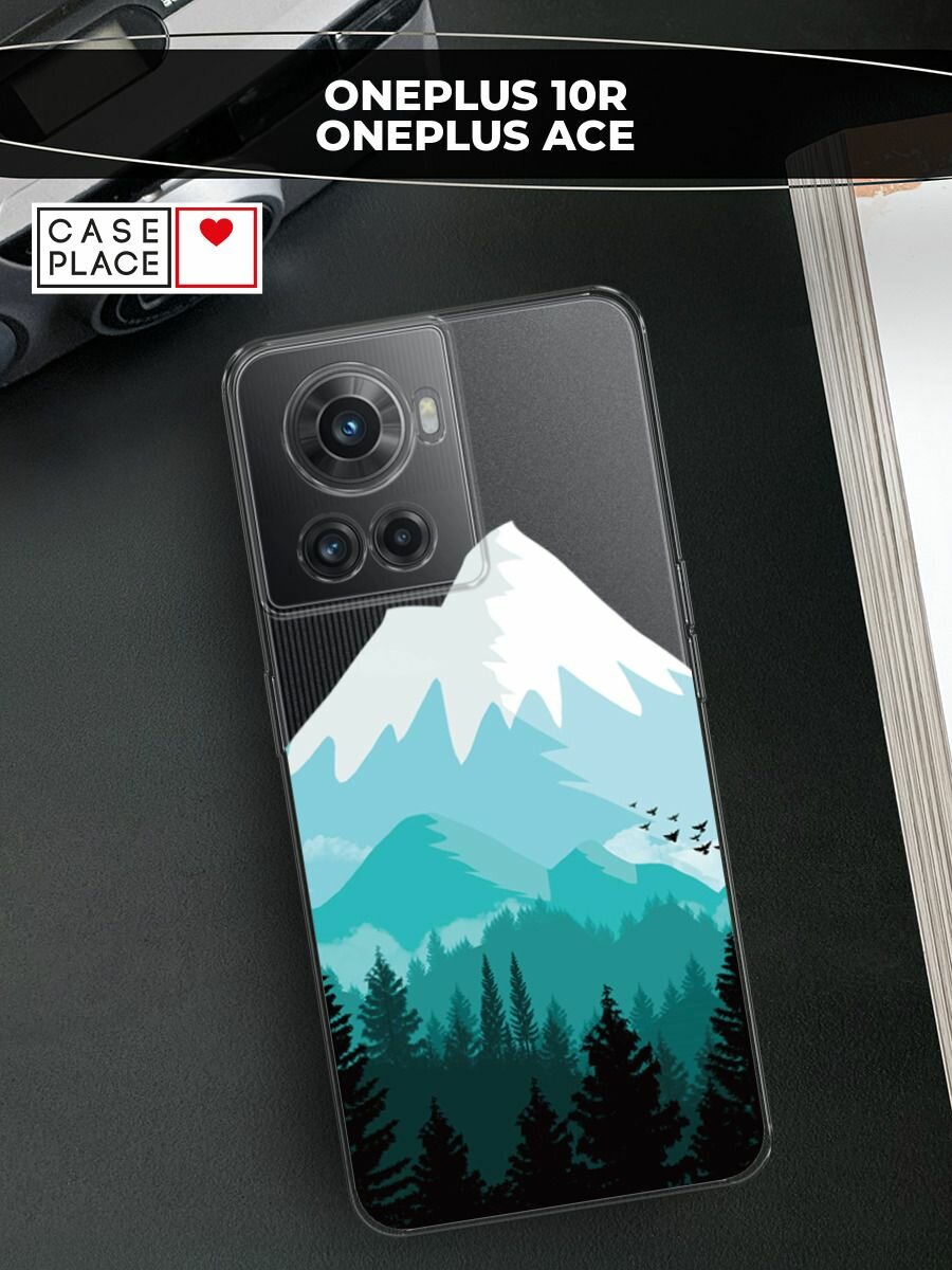 Чехол на OnePlus 10R/Ace / Ван Плас 10R/Ace с принтом "Синяя снежная гора", прозрачный