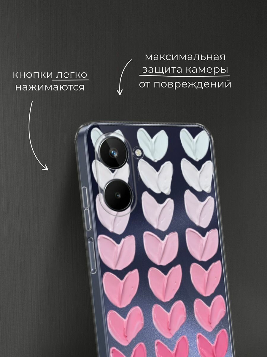 Чехол на Realme 10 4G / Реалми 10 4G с принтом "Градиент из сердечек" — фото 1