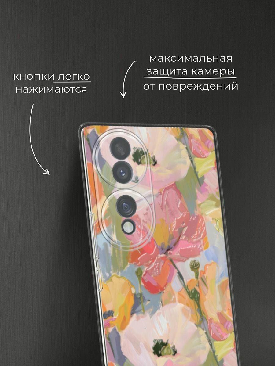 Чехол на Honor 70 / Хонор 70 с принтом "Акварельные анемоны" — фото 1
