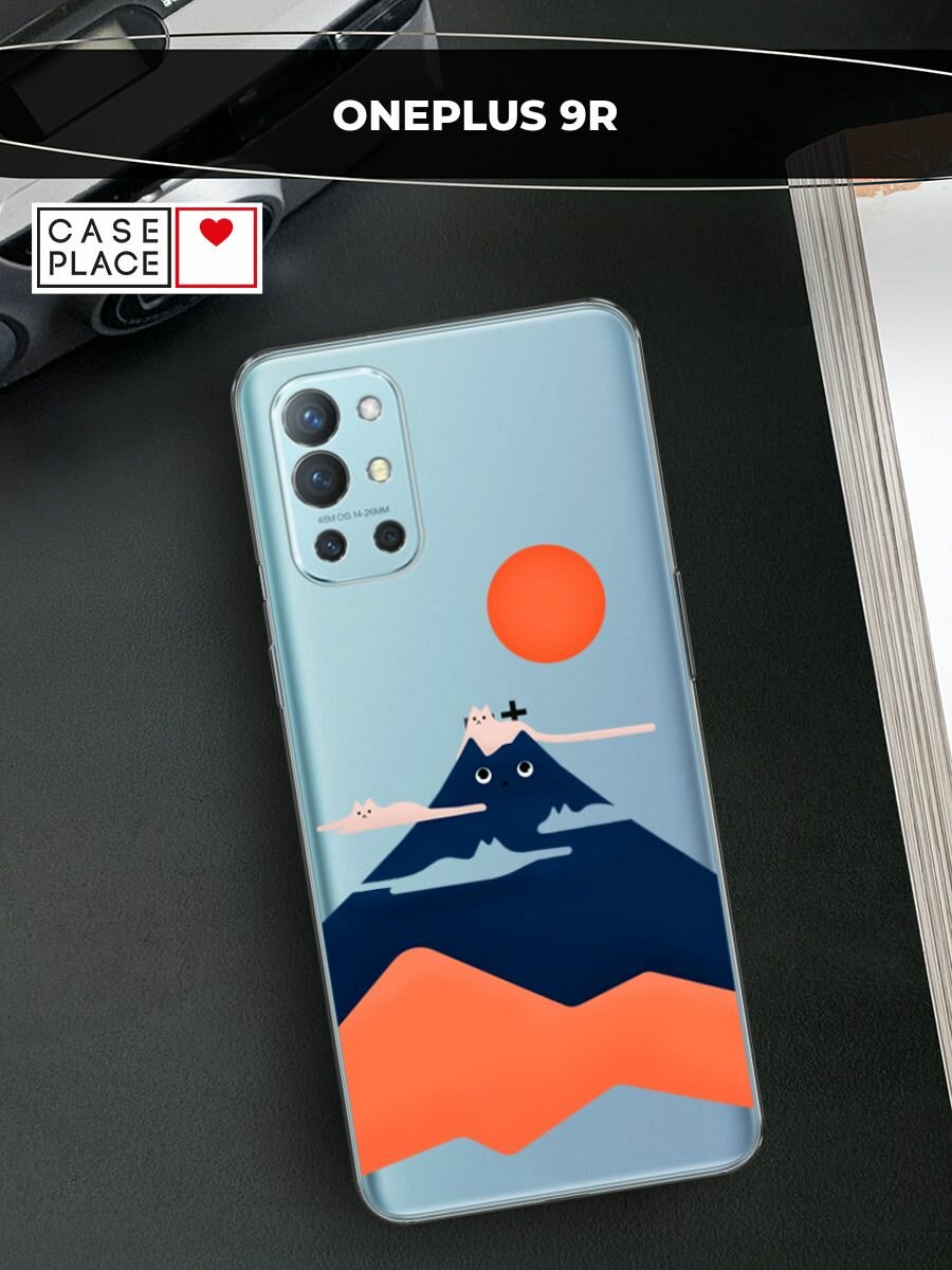 Чехол на OnePlus 9R / ВанПлас 9R с принтом "Кот-гора", прозрачный
