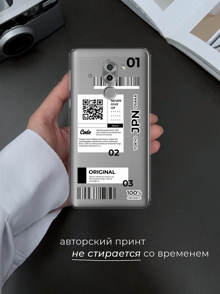Силиконовый чехол на Honor 6X / Хонор 6Х с принтом "JPN", прозрачный — фото 1