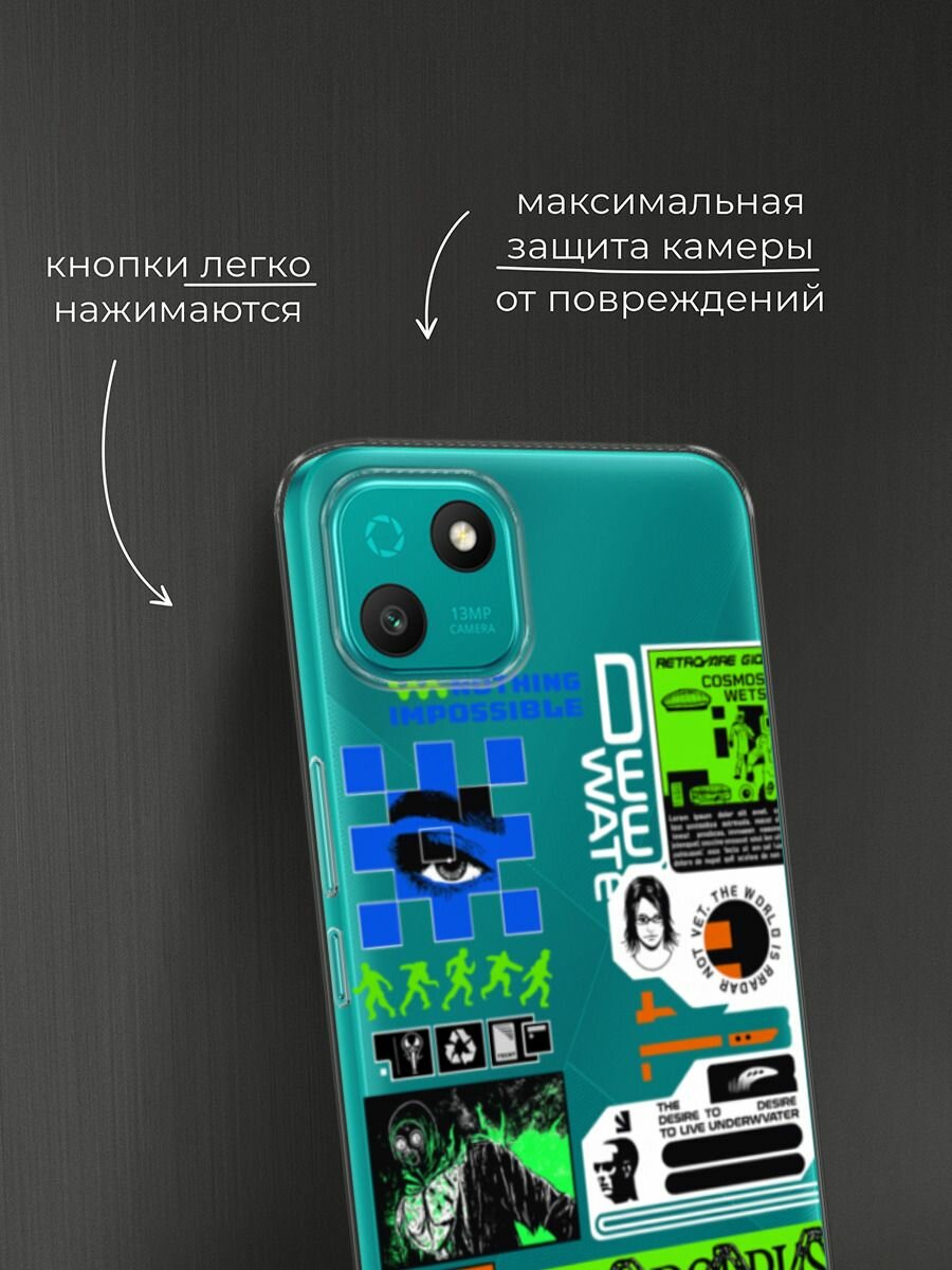 Чехол на Wiko T10 / Вико Т10 с принтом "Nothing impossible", прозрачный — фото 1