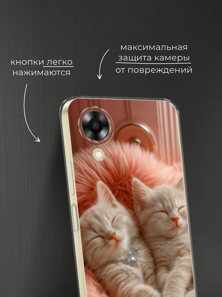 Силиконовый чехол на Oppo A17K / Оппо A17K с принтом "Спящие котики" — фото 1