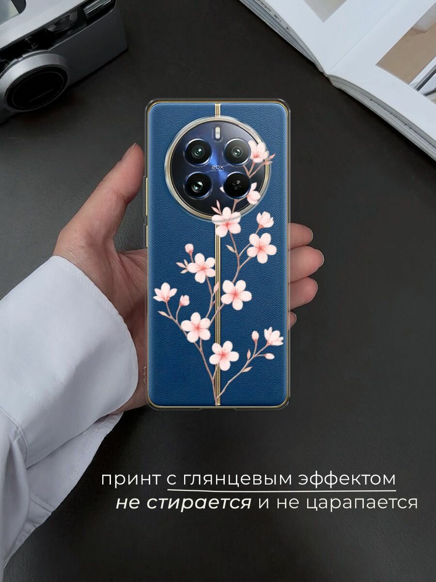 Чехол на Realme 12 Pro / Реалми 12 Про с принтом "Веточка сакуры 2" — фото 1