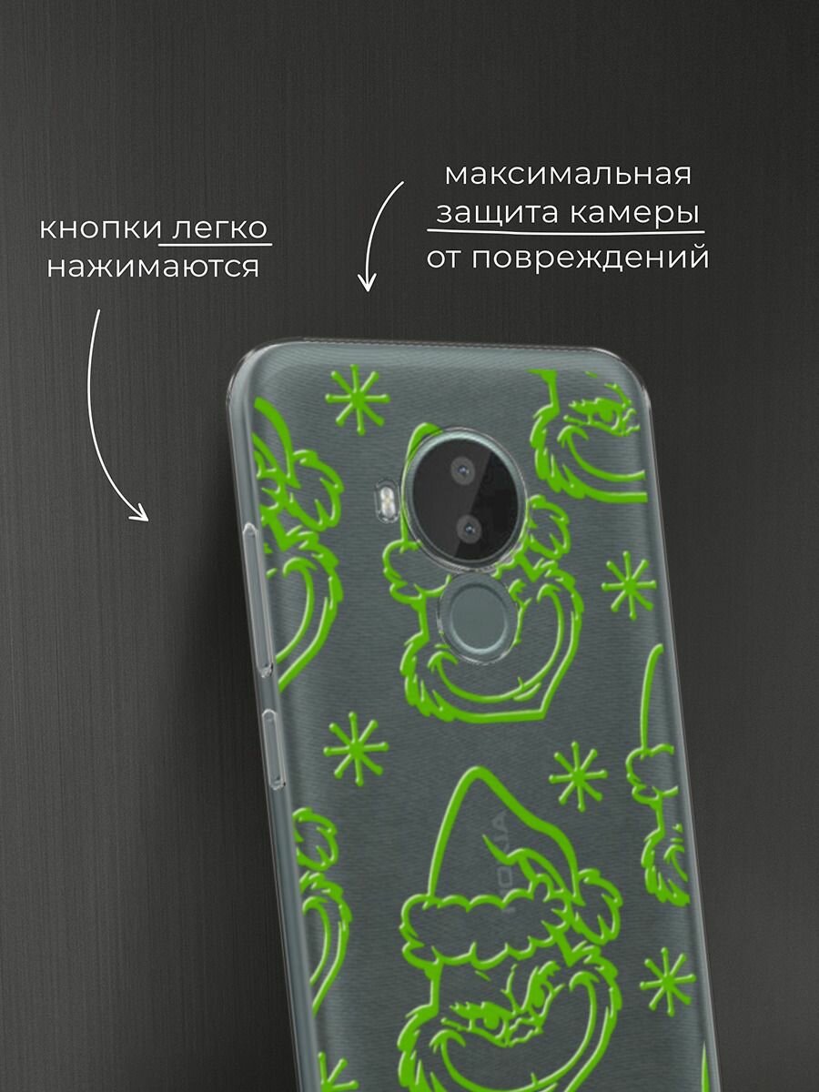 Чехол на Nokia C30 / Нокия C30 с принтом "Зеленый Гринч 3" — фото 1