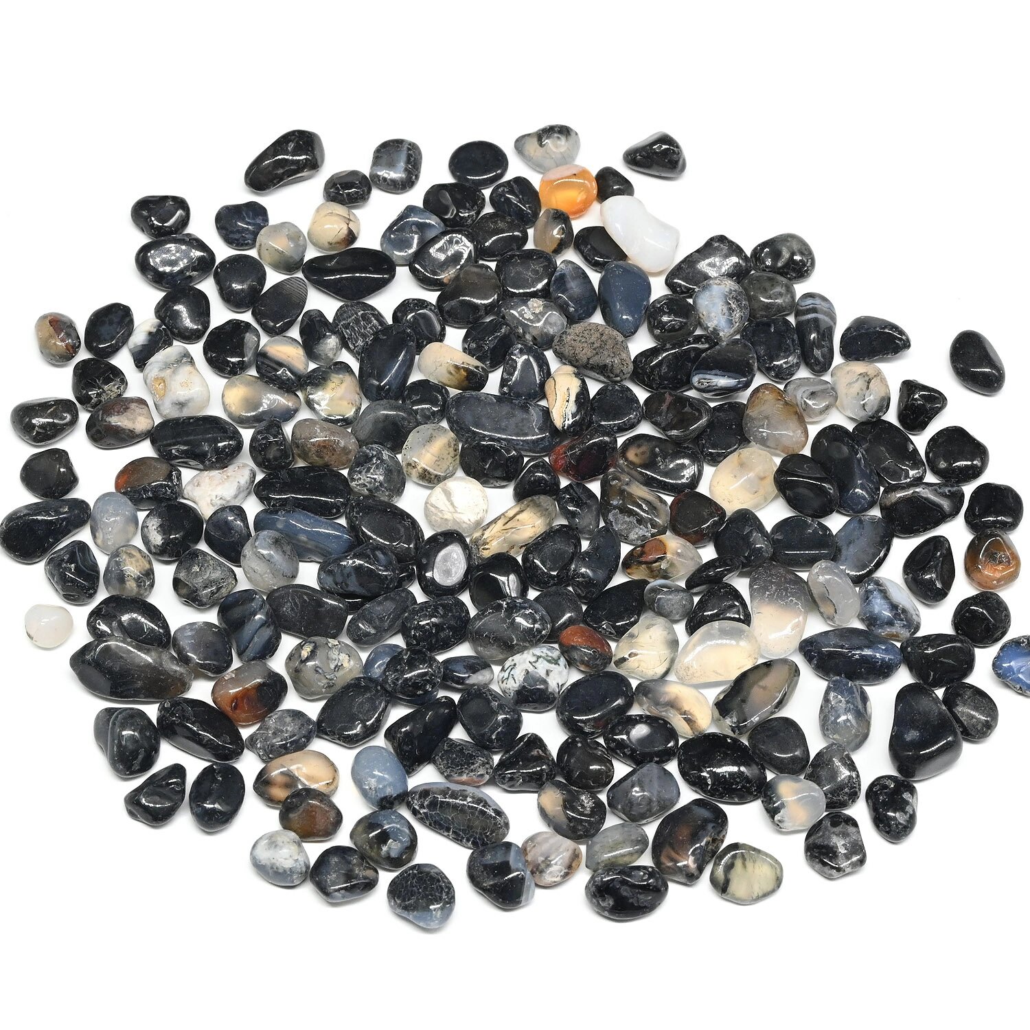 Агат черный галтовка фракция 5-10мм, упаковка 100г .