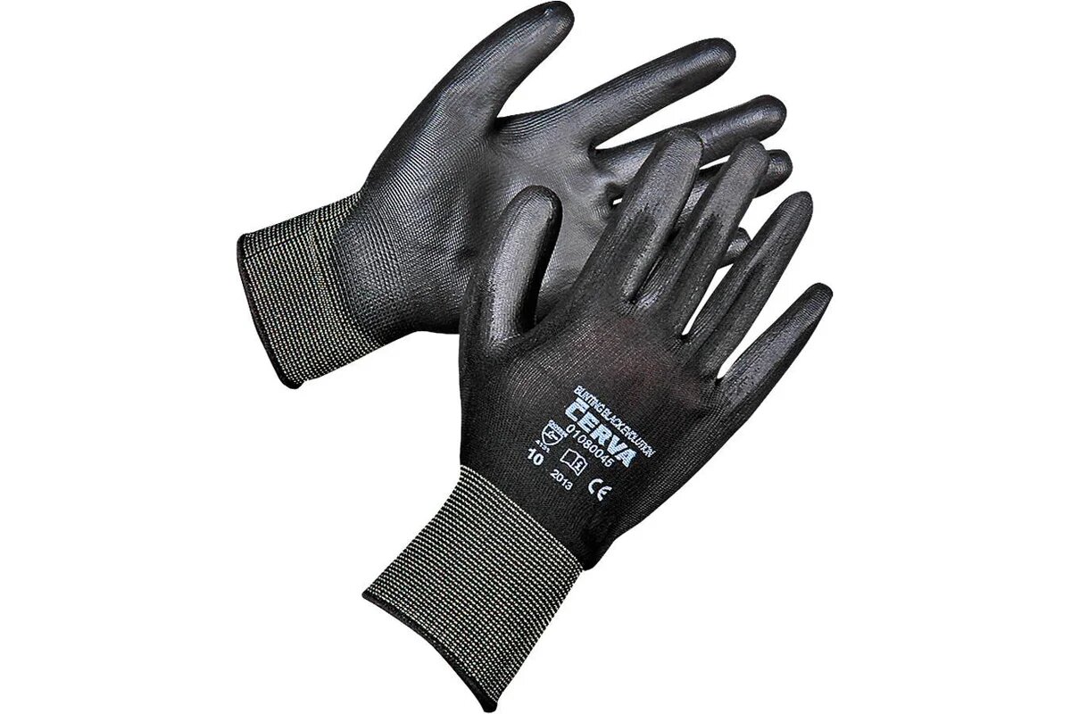 CERVA бантинг эволюшн перчатки черный полиэфир размер 7 прочные для работы