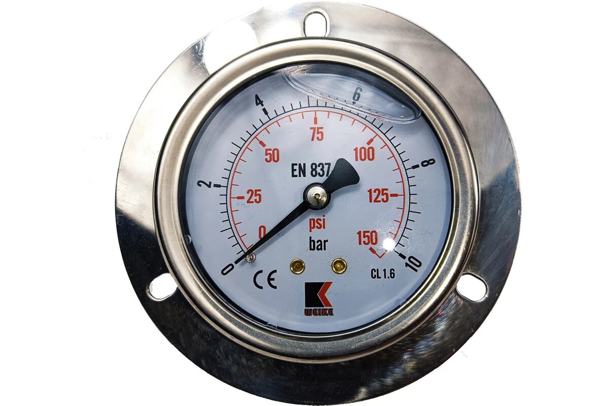 Аркаим WKP1007F10D63G14 глицериновый фланцевый манометр, 10 бар, 63 мм, G1/4 виброустойчивый