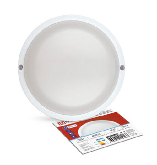 Светильник светодиодный IN HOME СПП ОAД-2065-КРУГ, герметичный, 20 Вт, 6500К, 1800 Лм, с оптико-акустическим датчиком, IP65, 155 мм