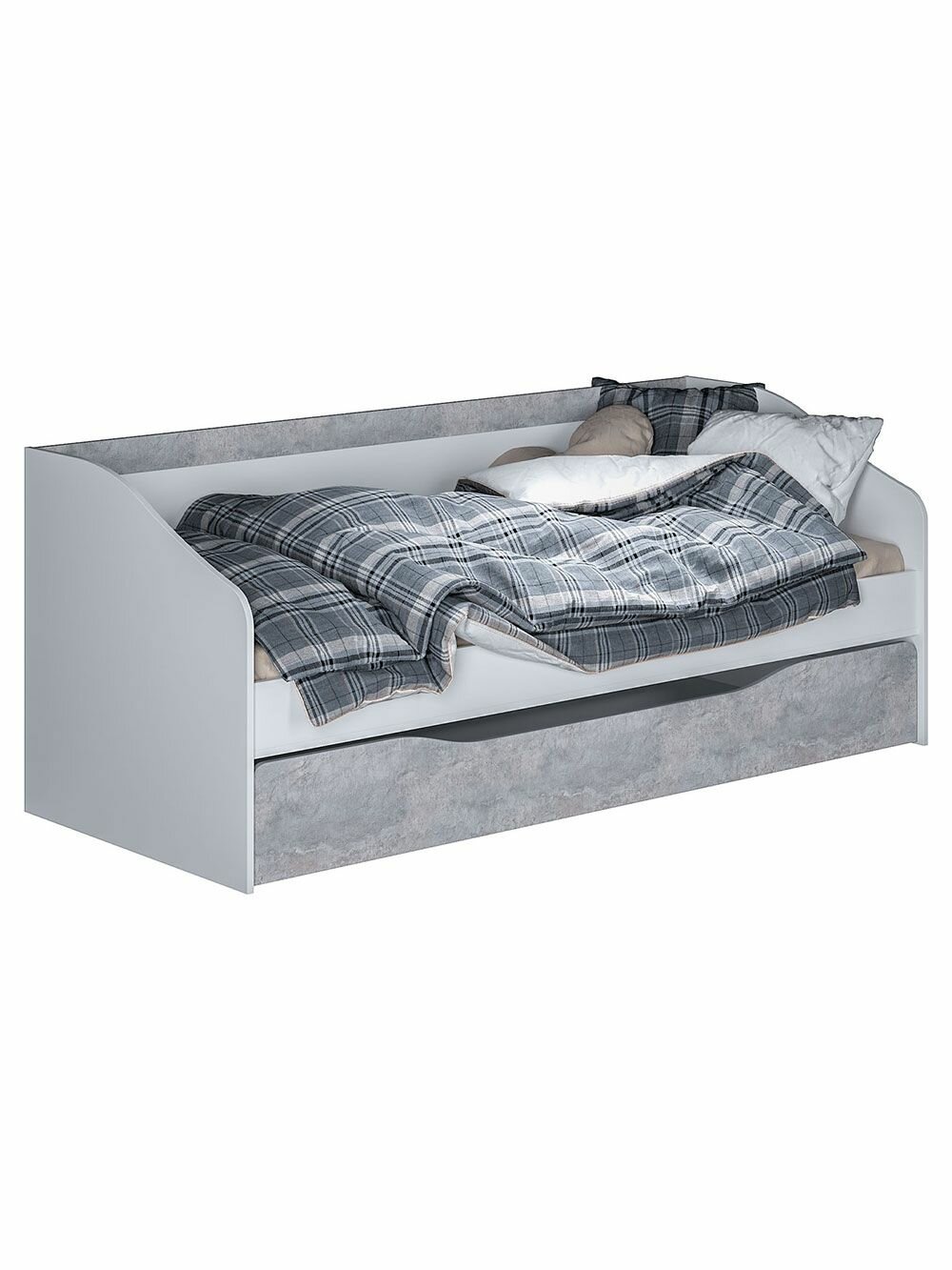 Кровать детская Паскаль 80х190 см, с дополнительным спальным местом, Белый / Цемент светлый
