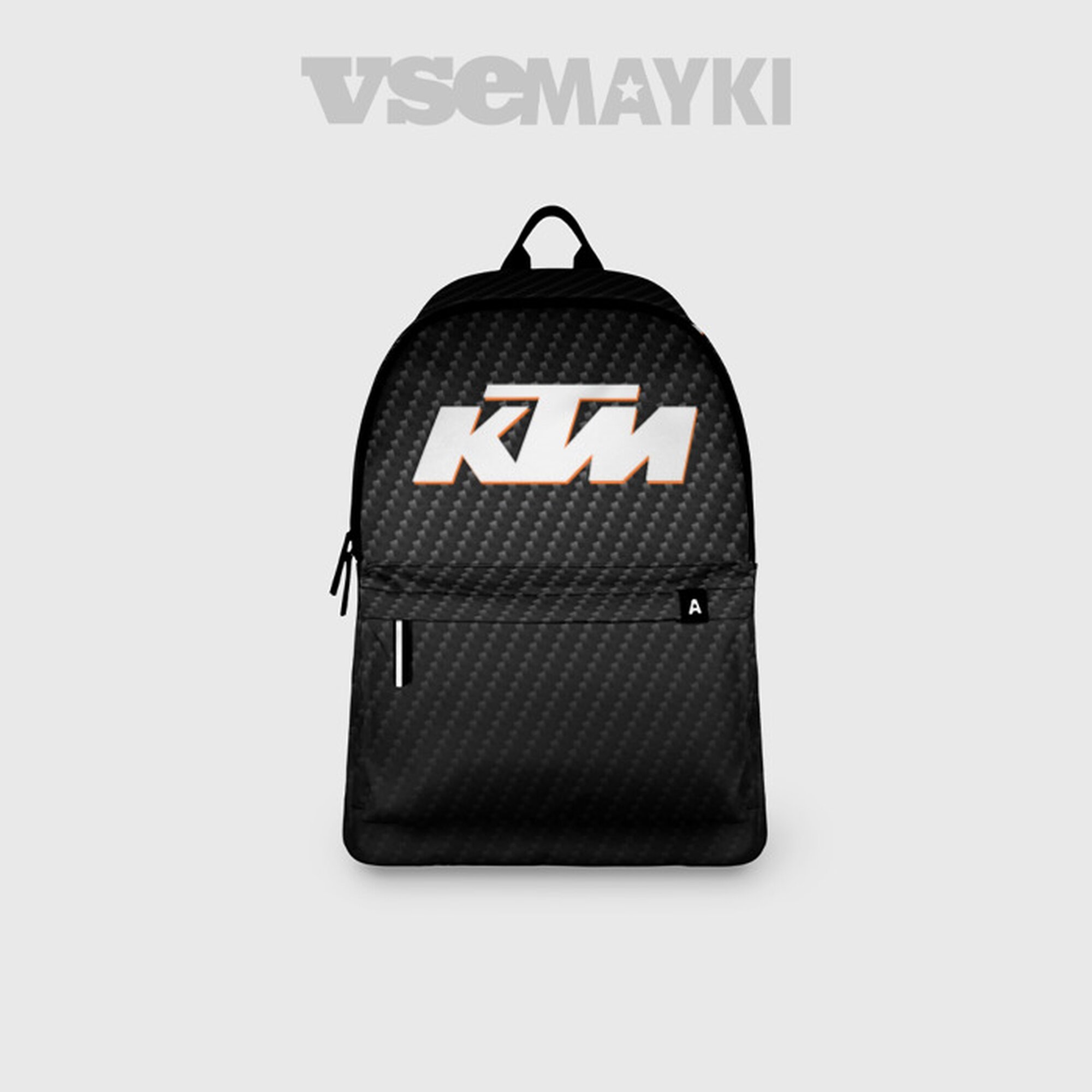 Рюкзак VseMayki с принтом КТМ на карбоне, унисекс, One size, белый