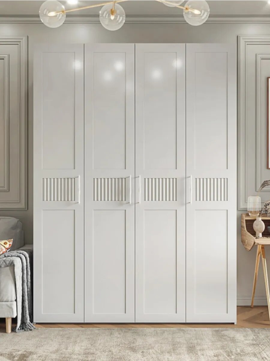 Casa Mia 180x50x250 см. Шкаф для одежды в спальню, сборный 4-дверный с ящиками, белый, ручка скоба 224 мм