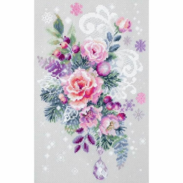 Набор для вышивания крестиком Чудесная игла "Зимние кружева" 18х29 см, Узоры Цветы