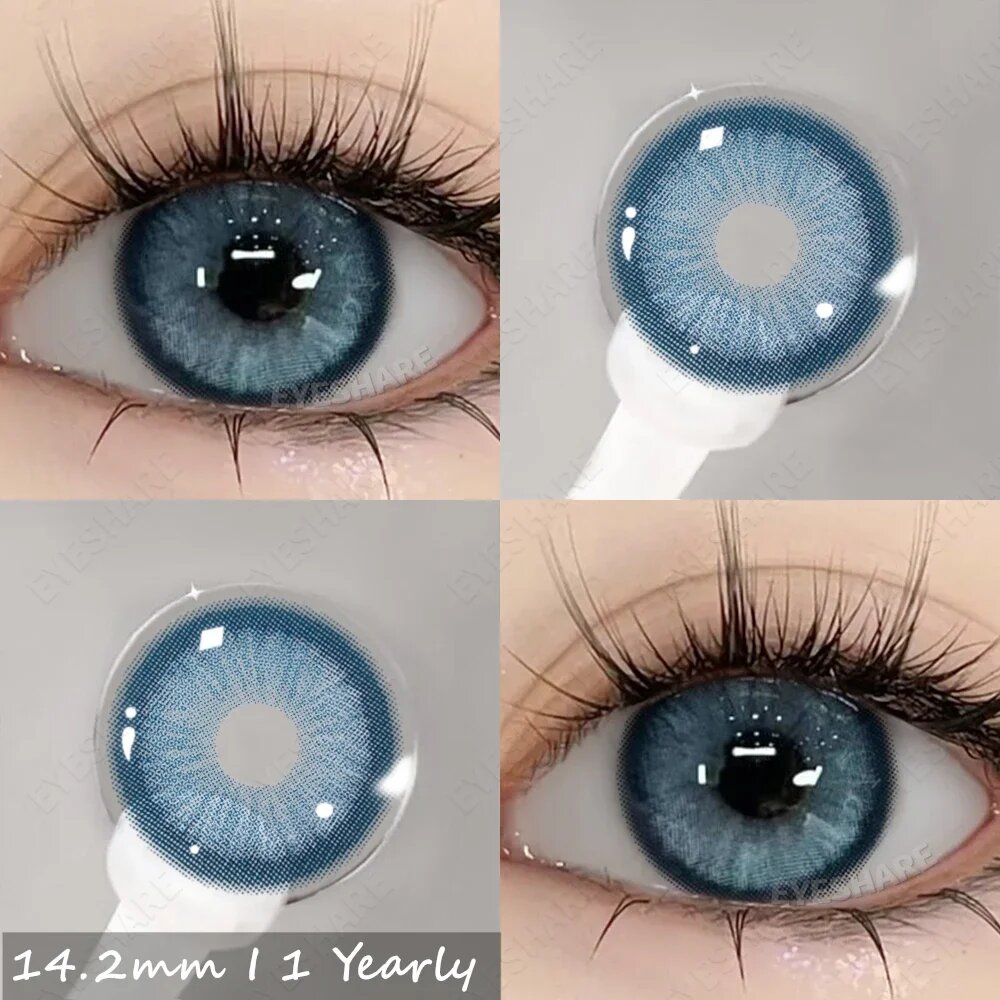 Контактные Линзы EYESHARE, 1 Пара, Годовые, Одноразовые, Без HEMA, Синие, Для Естественного Яркого Цвета Глаз