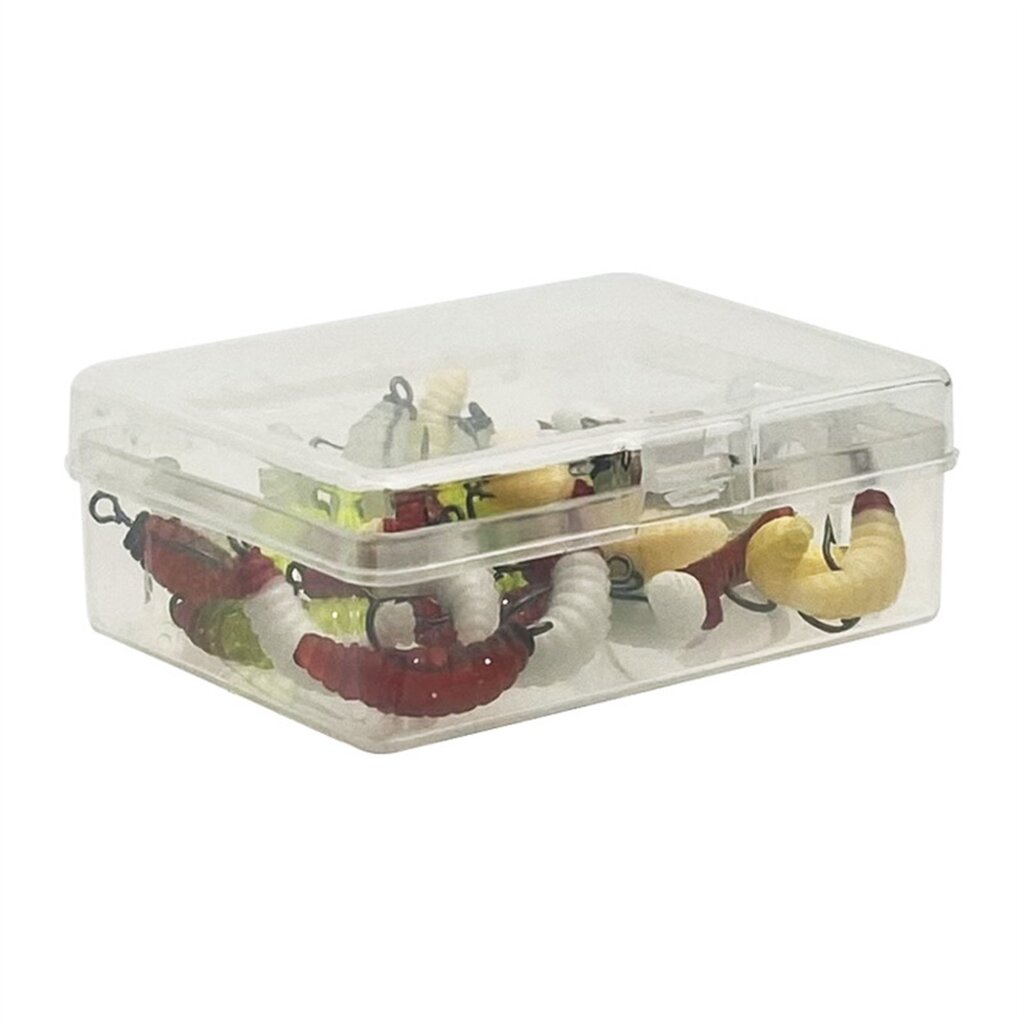 30шт Нахлыстовые Приманки Набор Крючков Мягкие Личинки Рыболовные Приманки с Крючком