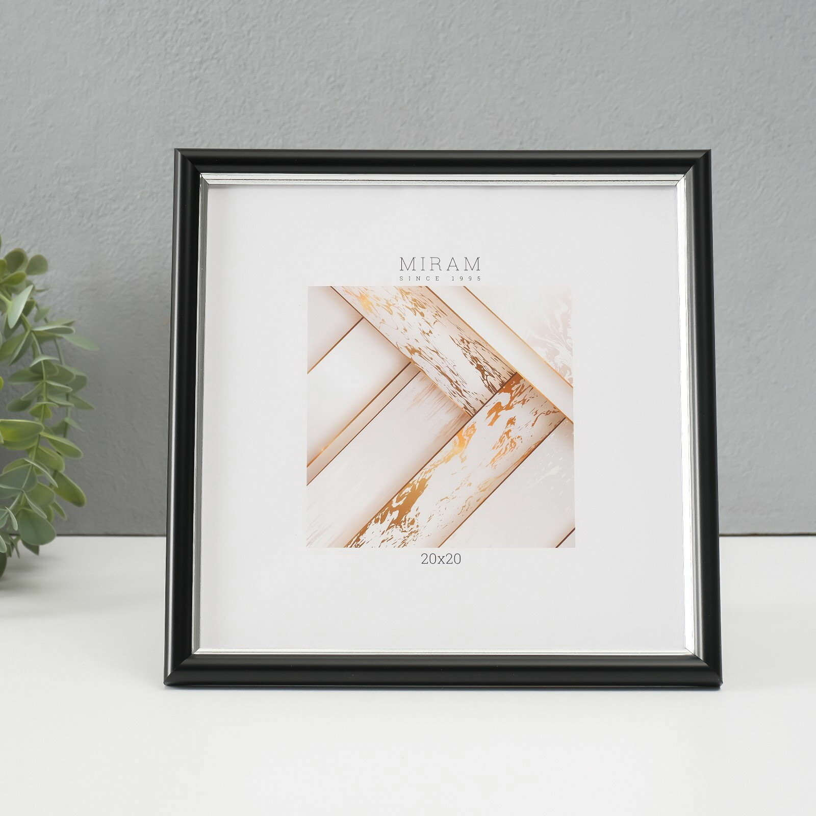 Фоторамка для фото 20x20 см "мирам", пластик, чёрный с серебром,