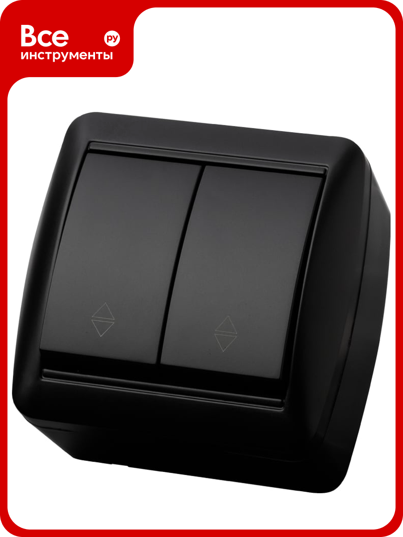 Выключатель TDM ELECTRIC "Селигер" 2-клавишный графитовый IP44 для открытой установки, 10А, надежная конструкция,