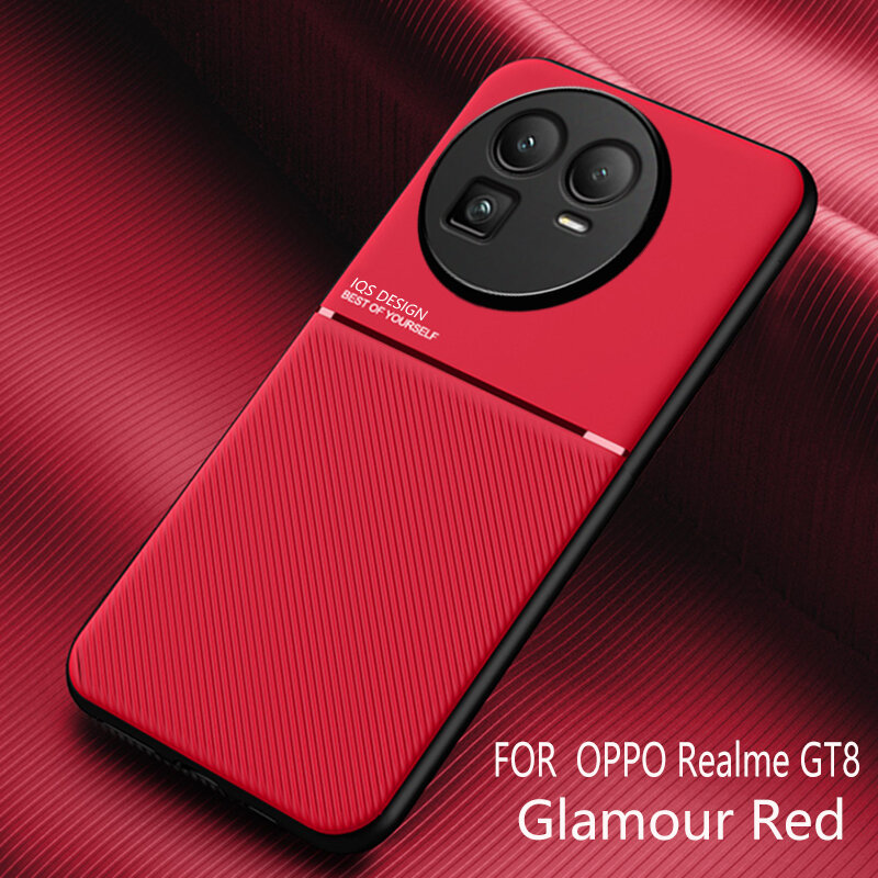 Чехол для Realme GT 8/Реалми GT8, soft touch, накладка, искусственная кожа, поликарбонат (PC), защита камеры, ударопрочный, усиленные углы, realme, Realme GT 8, red,