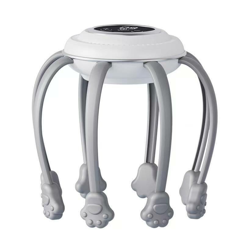 Массажер для головы в виде осьминога, полностью автоматический, с кнопкой для разминания, вибрирующий массажер для головы, полный массаж головы