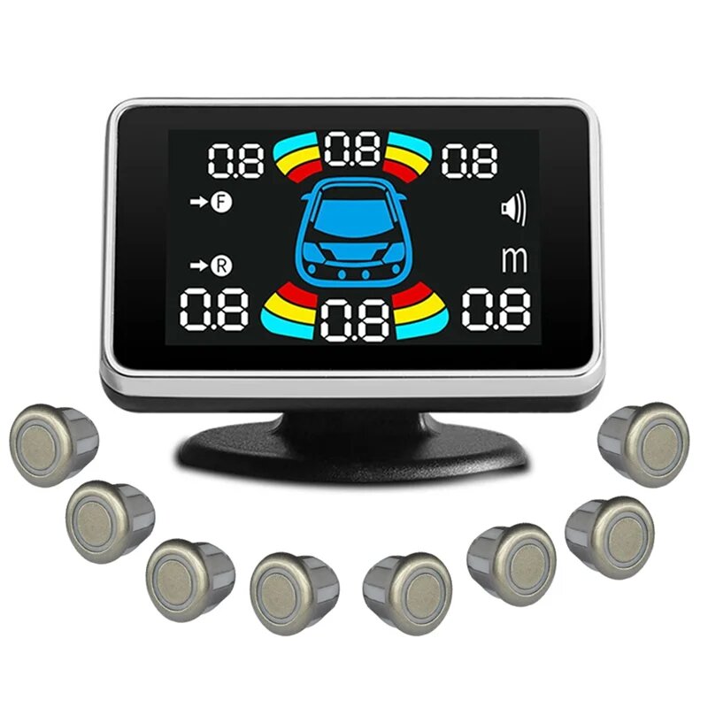 8-датчик парковки, парктроник, автомобильный радар заднего хода, электроника, задний автоматический детектор, помощь при подложке, зуммер B