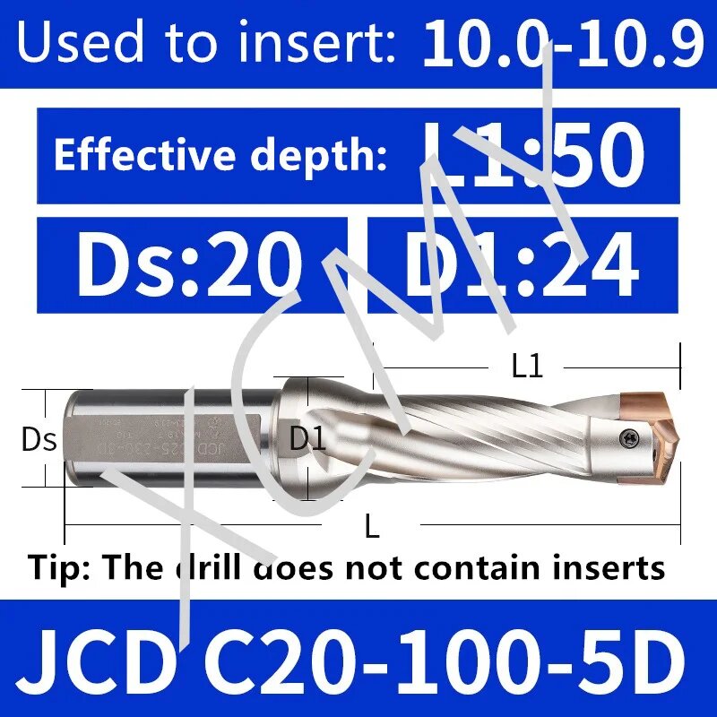 Сверло JCD C20-100-5D, D1:24, L1:50, Ds:20