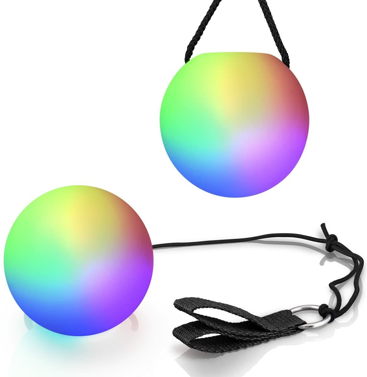 LED Poi Ball Swirling Light Rave Toy (Set of 2) Color Changing Poi Balls Unisex 8 to 13 Years Soft PVC Soft PVC/Viny LED Ball Bath Toy Sports Ball Party Dancing Exercise Wholesale LED Juggling Light Ball For Club 8cm RGB single red blue green 9 models