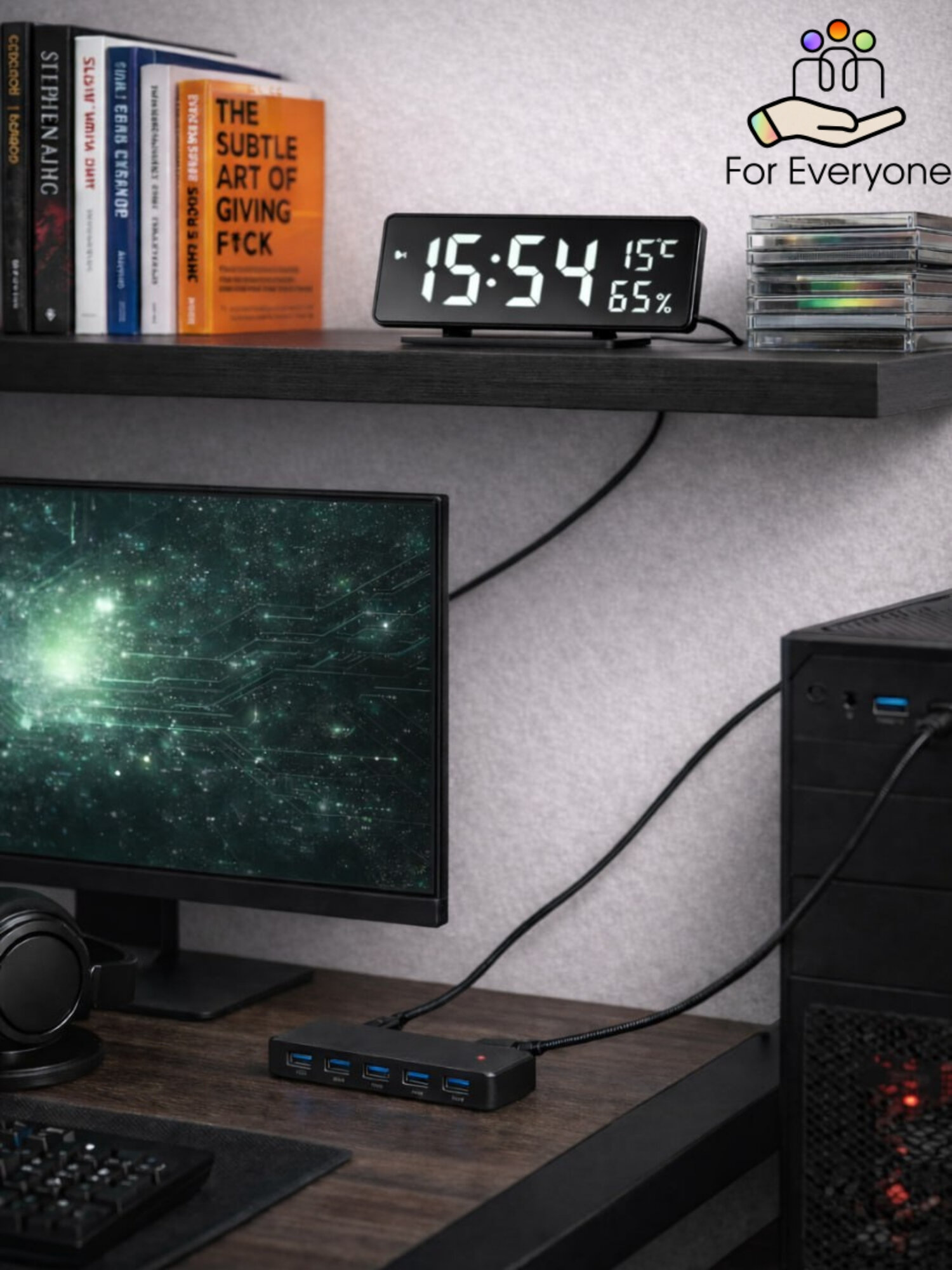 Электронные настольные часы VST-888Y с белым циферблатом и черным корпусом для стильного интерьера