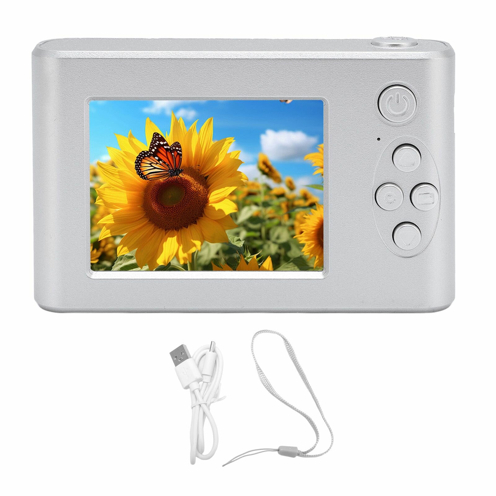 Цифровая камера 8-кратный зум 48MP 1080P 2.4-дюймовый IPS экран Anti Shake Auto Focus Компактная цифровая камера для путешествий с зеркалом Silver